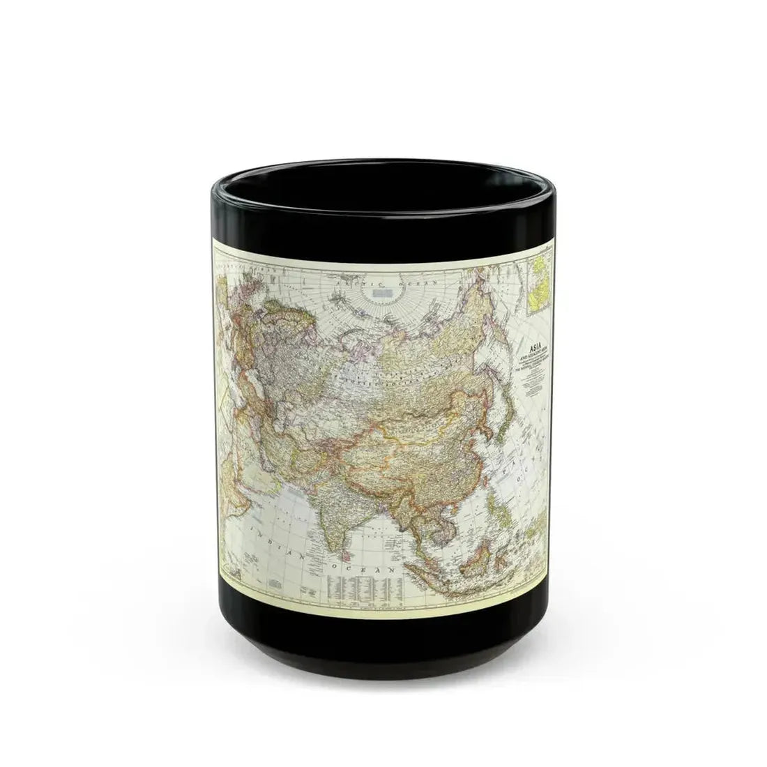 Asia and Adjacent Areas (1951) (Map) Black Coffee Mug | Shop Unique ...