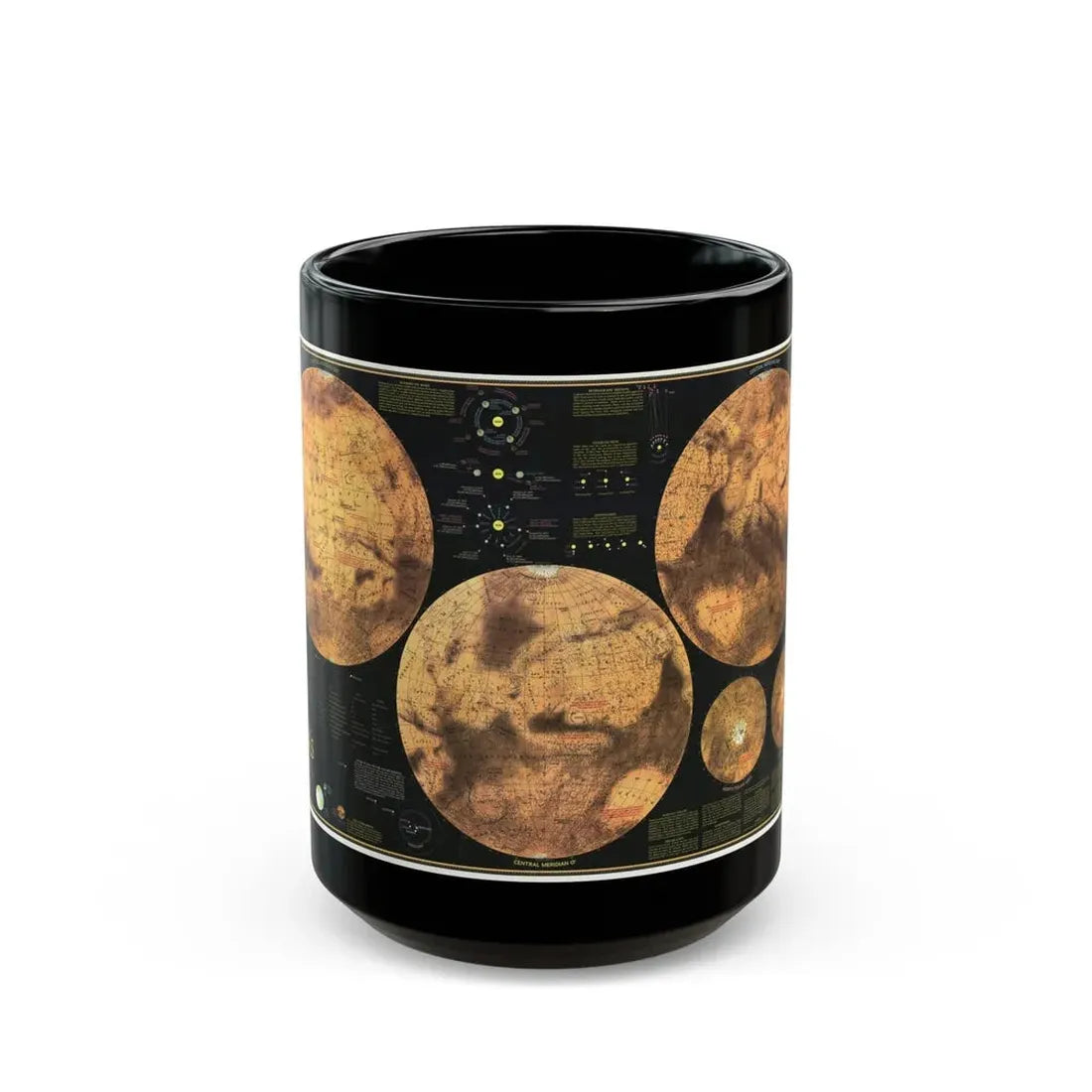 Space - MARS The Red Planet (1973) (Map) Black Coffee Mug | Shop Unique ...
