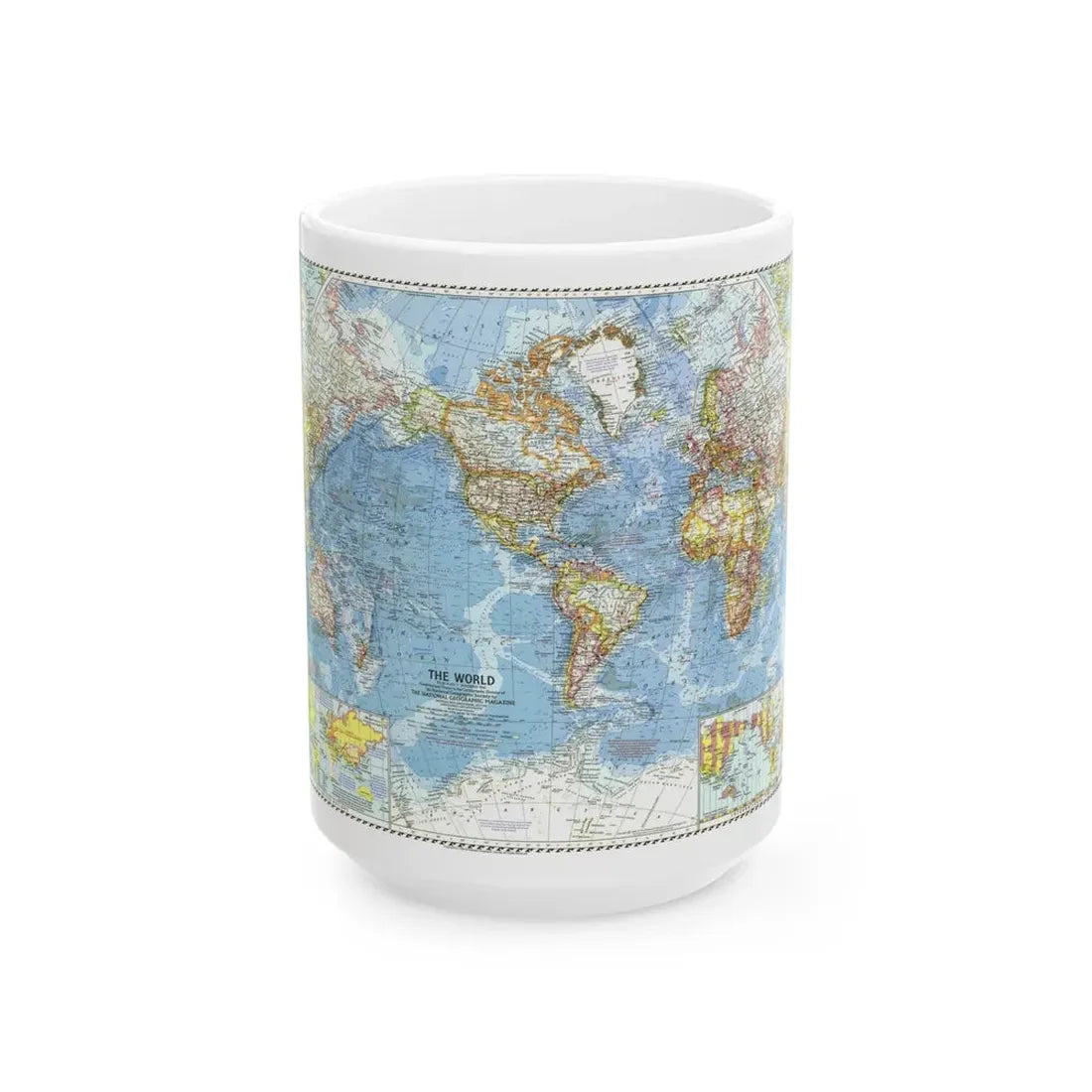 World Map (1960) (Map) White Coffee Mug | Shop Unique Drinkware at ...