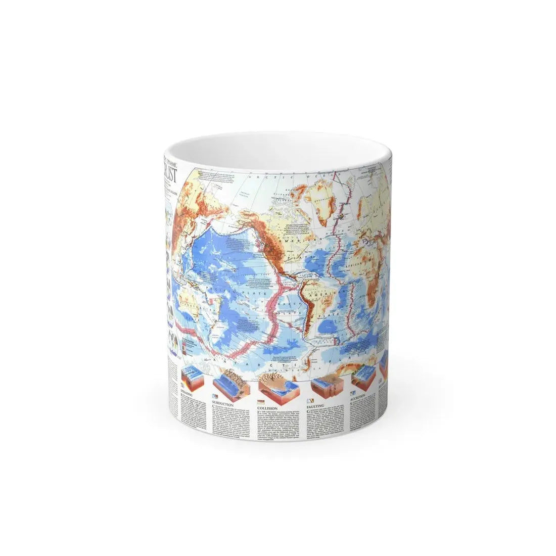World Map - Earth's Dynamic Crust (1985) (Map) Color Changing Mug 11oz ...
